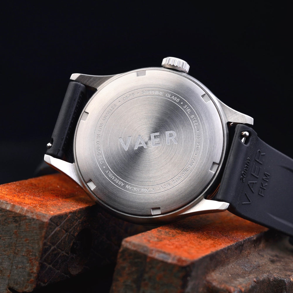 VAER | C5 Field Black Solar: 10ATM, Sapphire Glass, USA Assembled