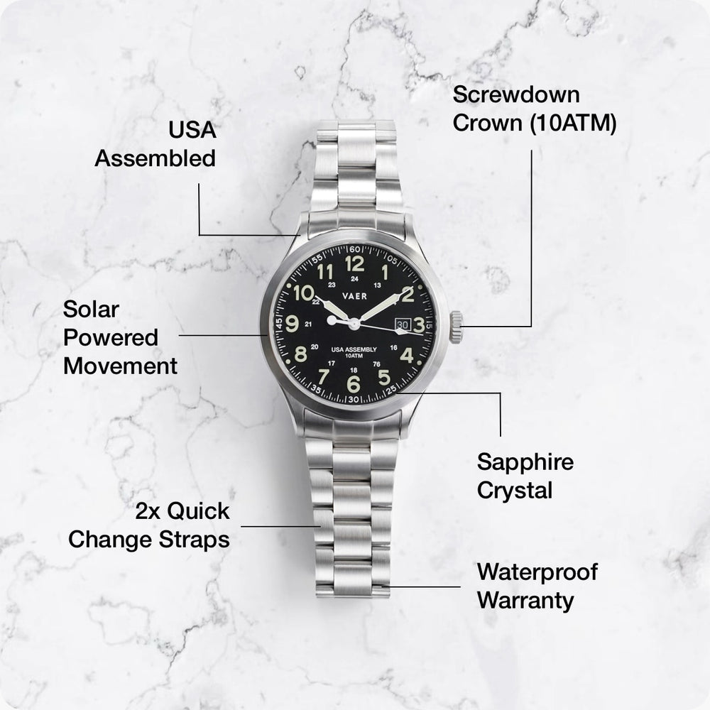 VAER | C5 Recon Field Solar: 10ATM, Sapphire Glass, USA Assembled