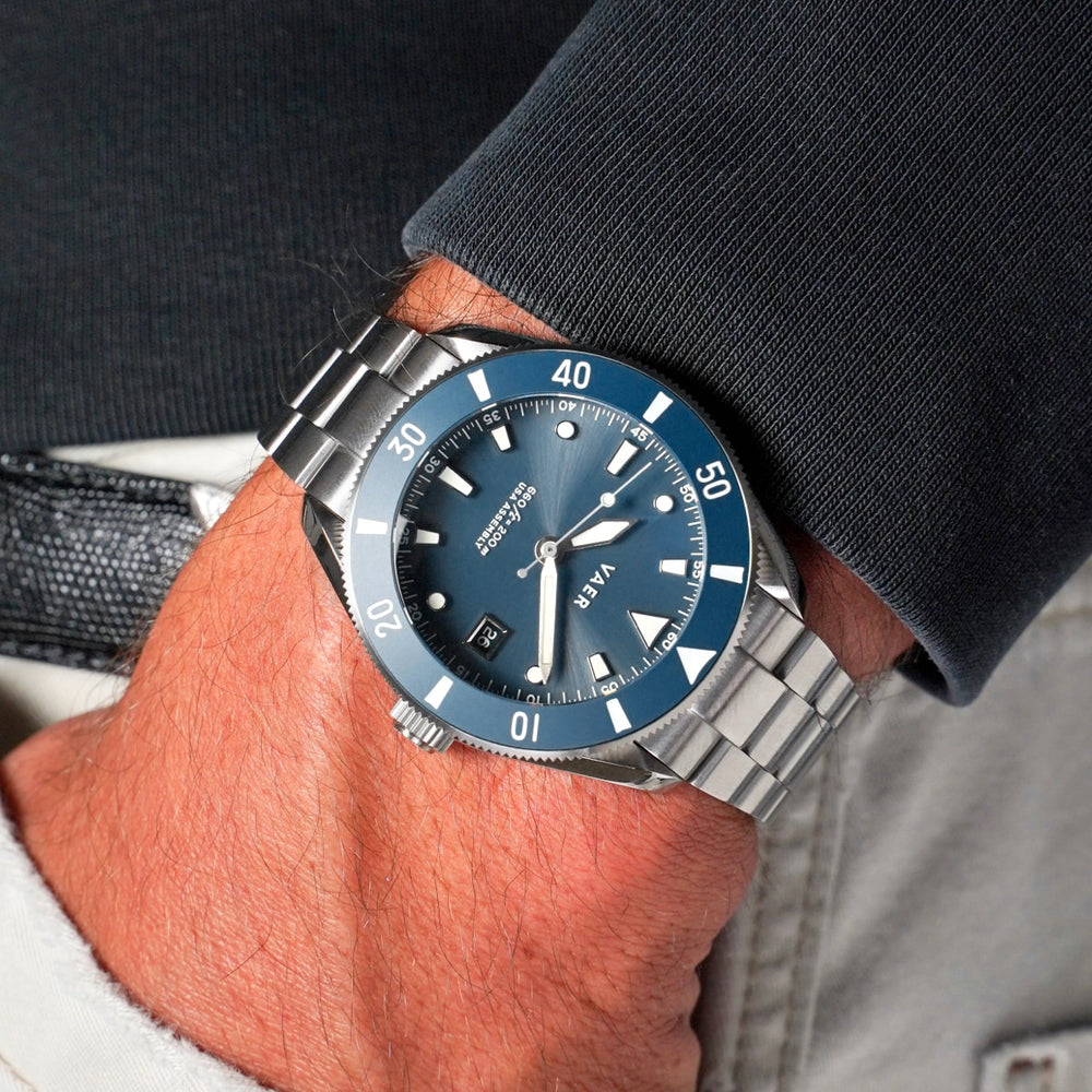 VAER | D4 Meridian Navy Solar Diver: 42mm, 20ATM, Sapphire Glass, USA ...
