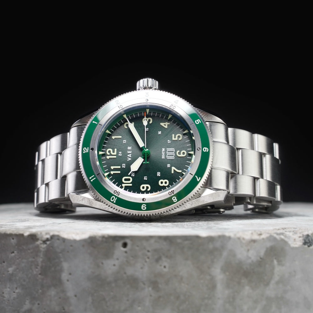 VAER | DS4 Topo Designs x W&W Solar Hiker - Green: 38mm, 20ATM