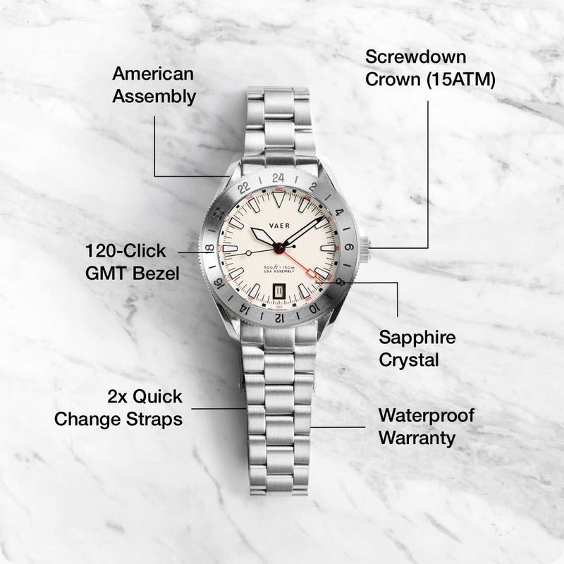 VAER | G2 Meridian True GMT: 15ATM, Sapphire Glass, USA assembled