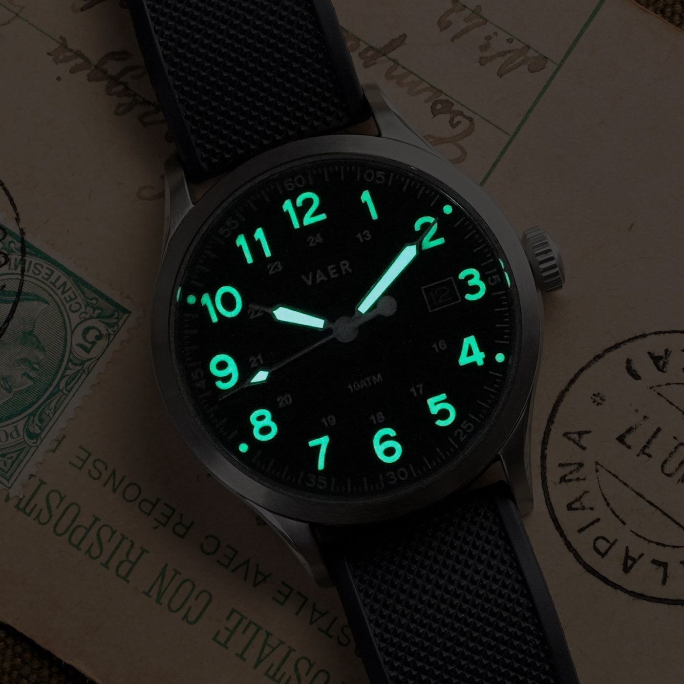 VAER | S5 Field Black: 10ATM, Sapphire Glass, 2x Straps
