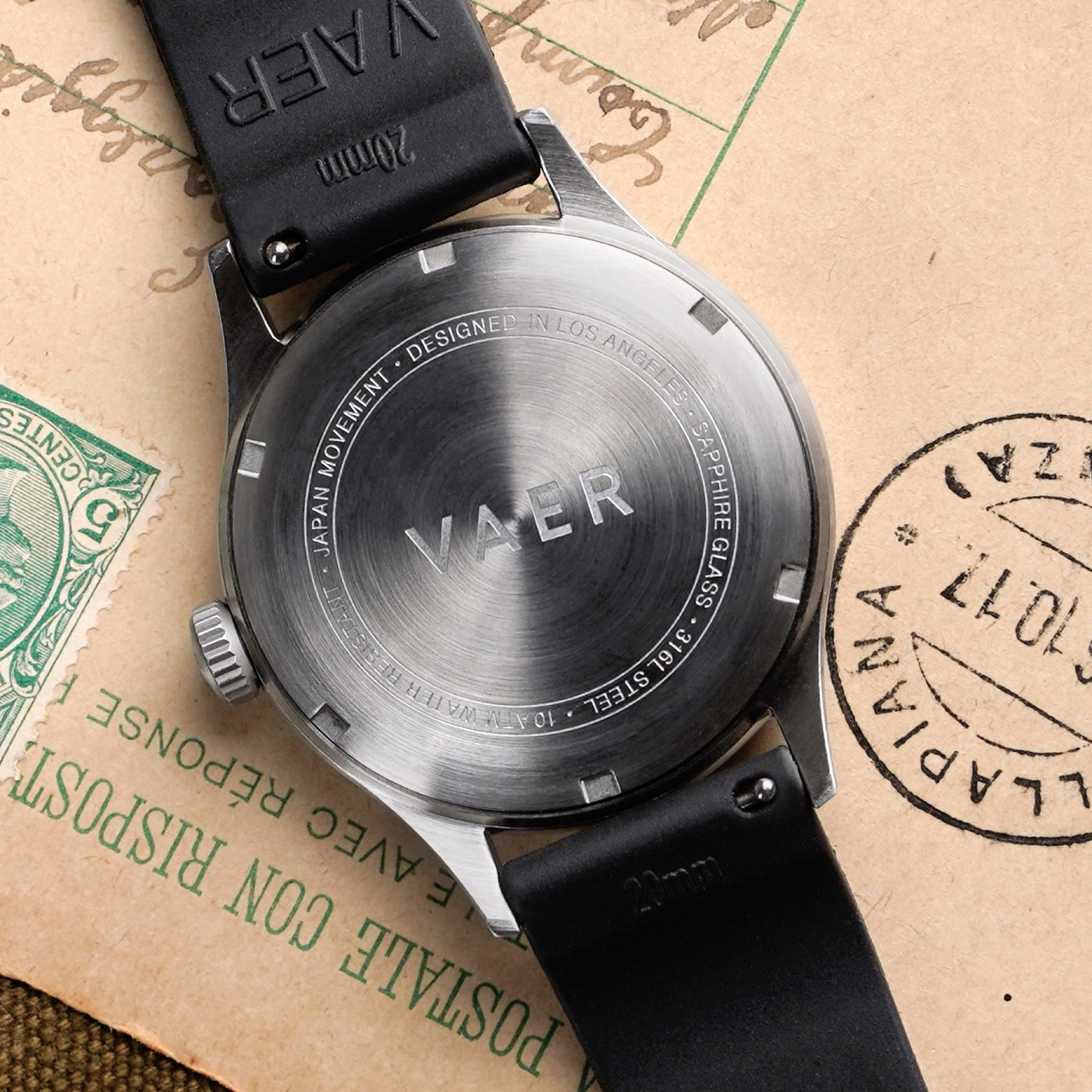 VAER | S5 Field Black: 10ATM, Sapphire Glass, 2x Straps
