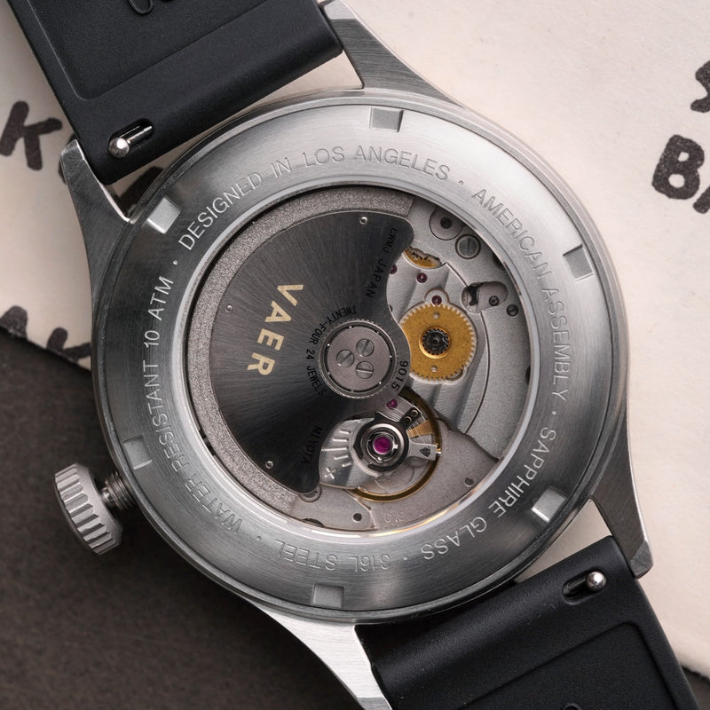 VAER | A5 Field Black: 10ATM, Sapphire Glass, USA Assembled