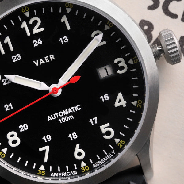 VAER | A5 Field Black: 10ATM, Sapphire Glass, USA Assembled