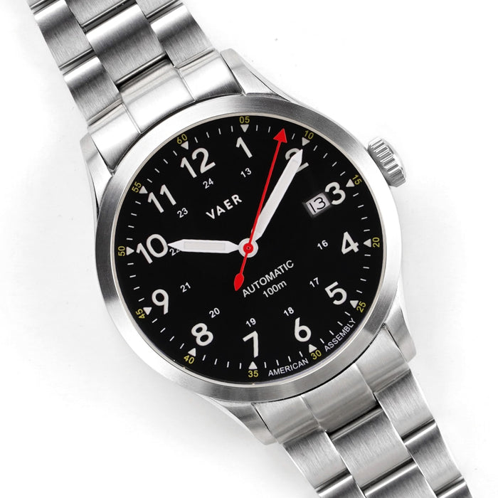VAER | A5 Field Black: 10ATM, Sapphire Glass, USA Assembled